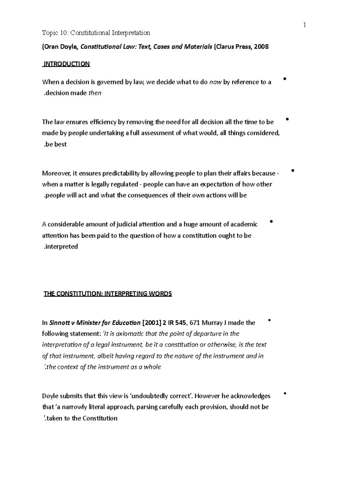 Topic 10 - Constitutional Interpretation - Topic 10: Constitutional ...