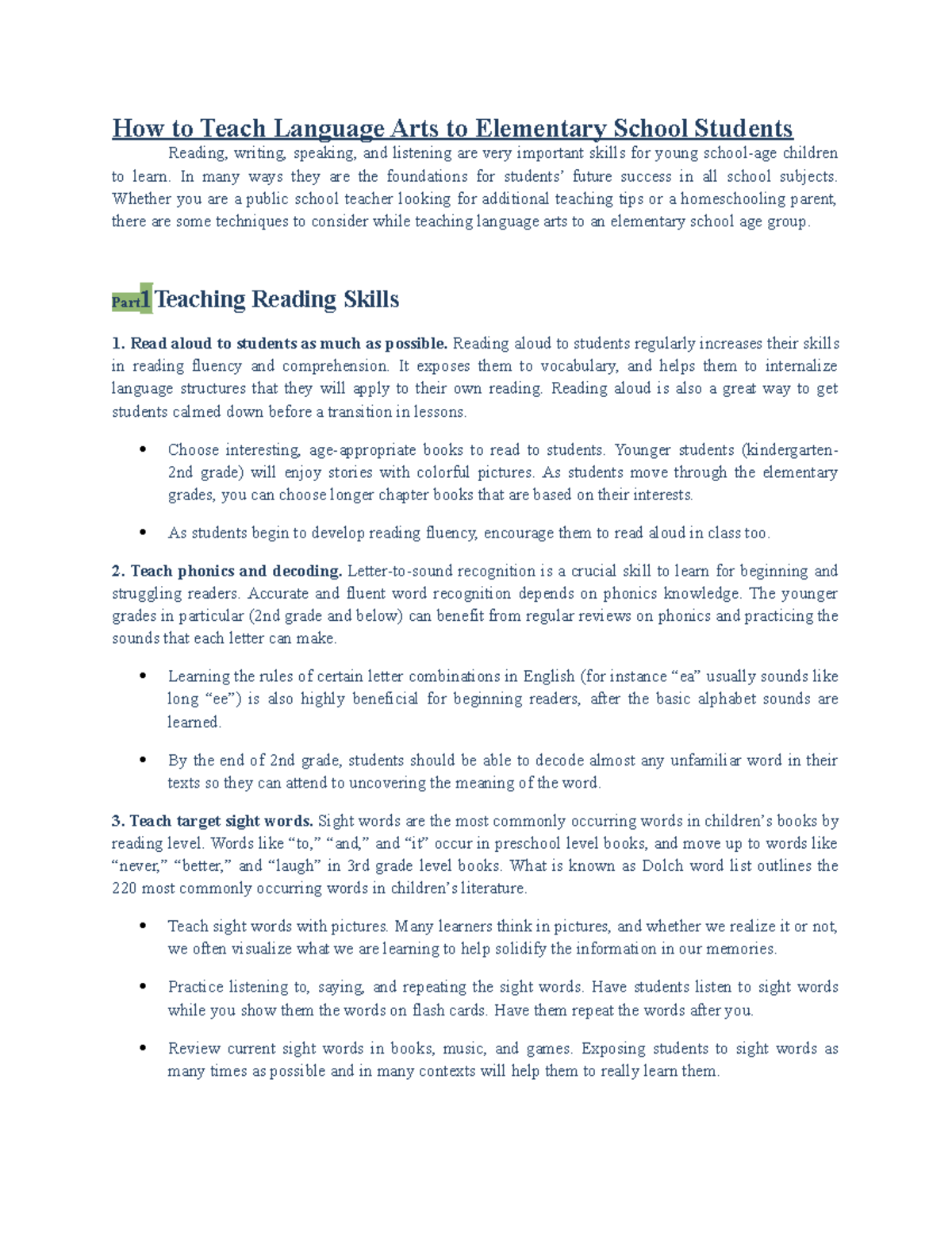 How to Teach Language Arts to Elementary School Students - In many ways ...