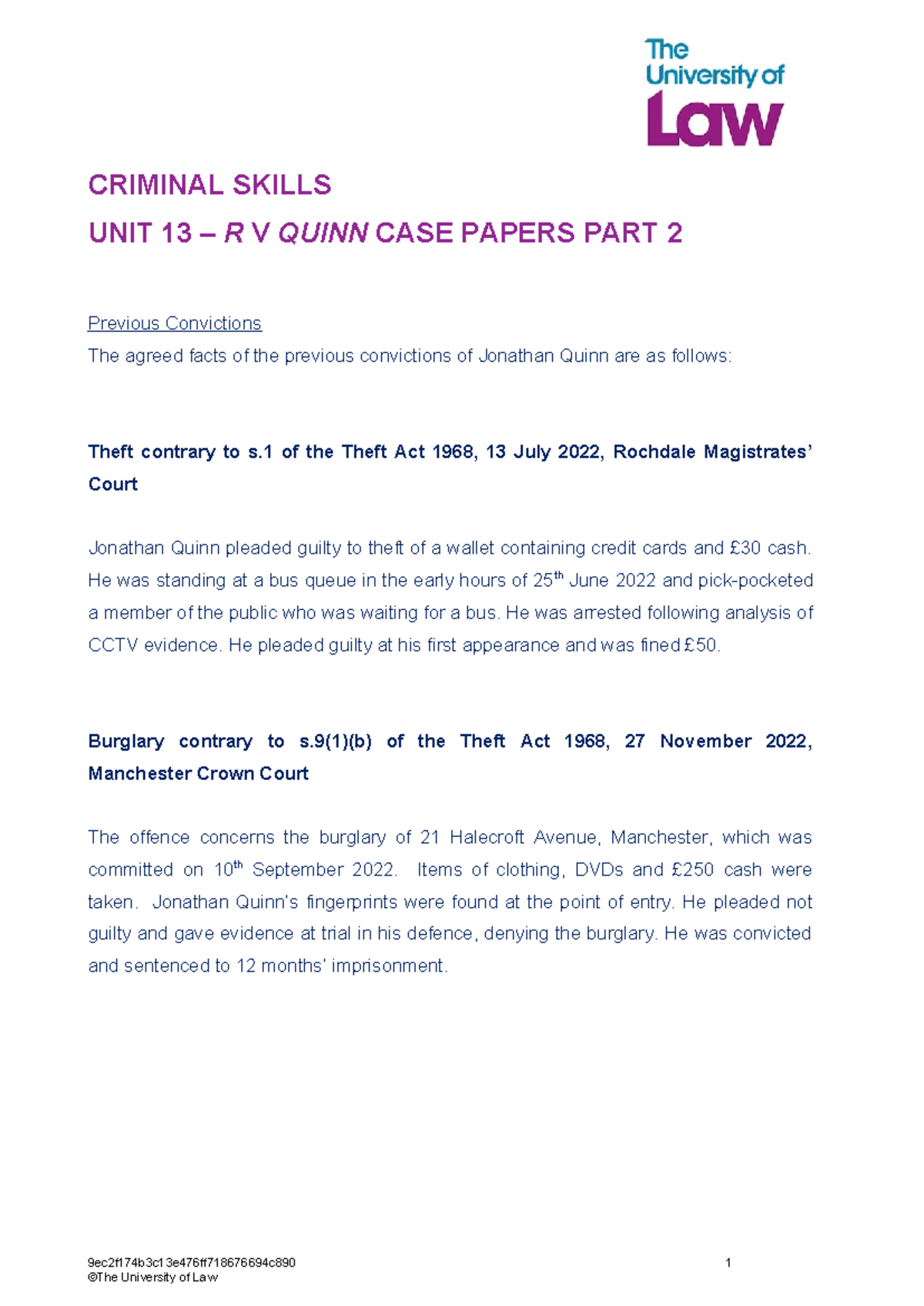 2324 skill crim unit13 ce01 jonathanquinnpart 2 - CRIMINAL SKILLS UNIT ...