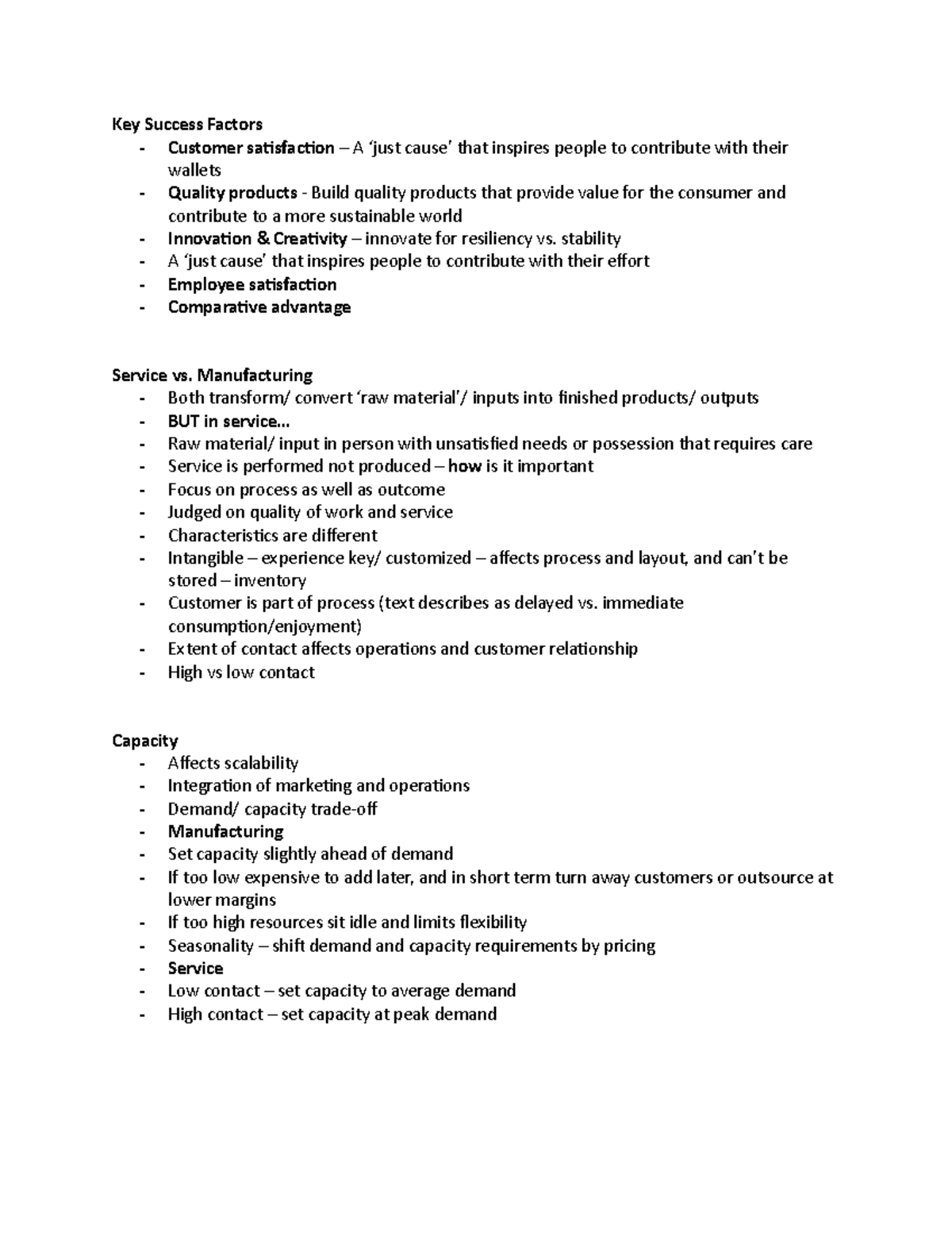 Key Success Factors - Lecture notes 1 - Key Success Factors - Customer ...