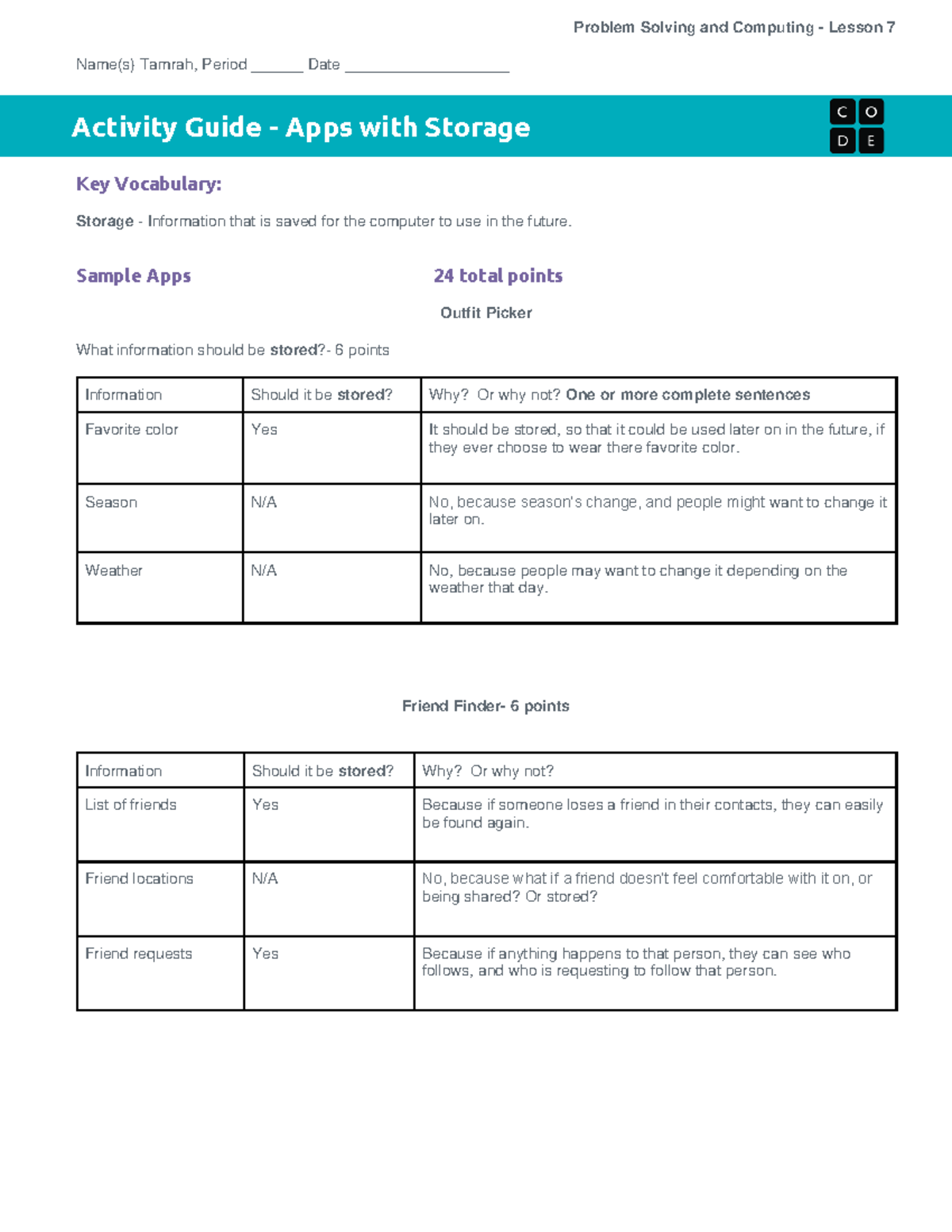 U1L07 - Activity Guide - Apps with Storage-2 - Problem Solving and ...