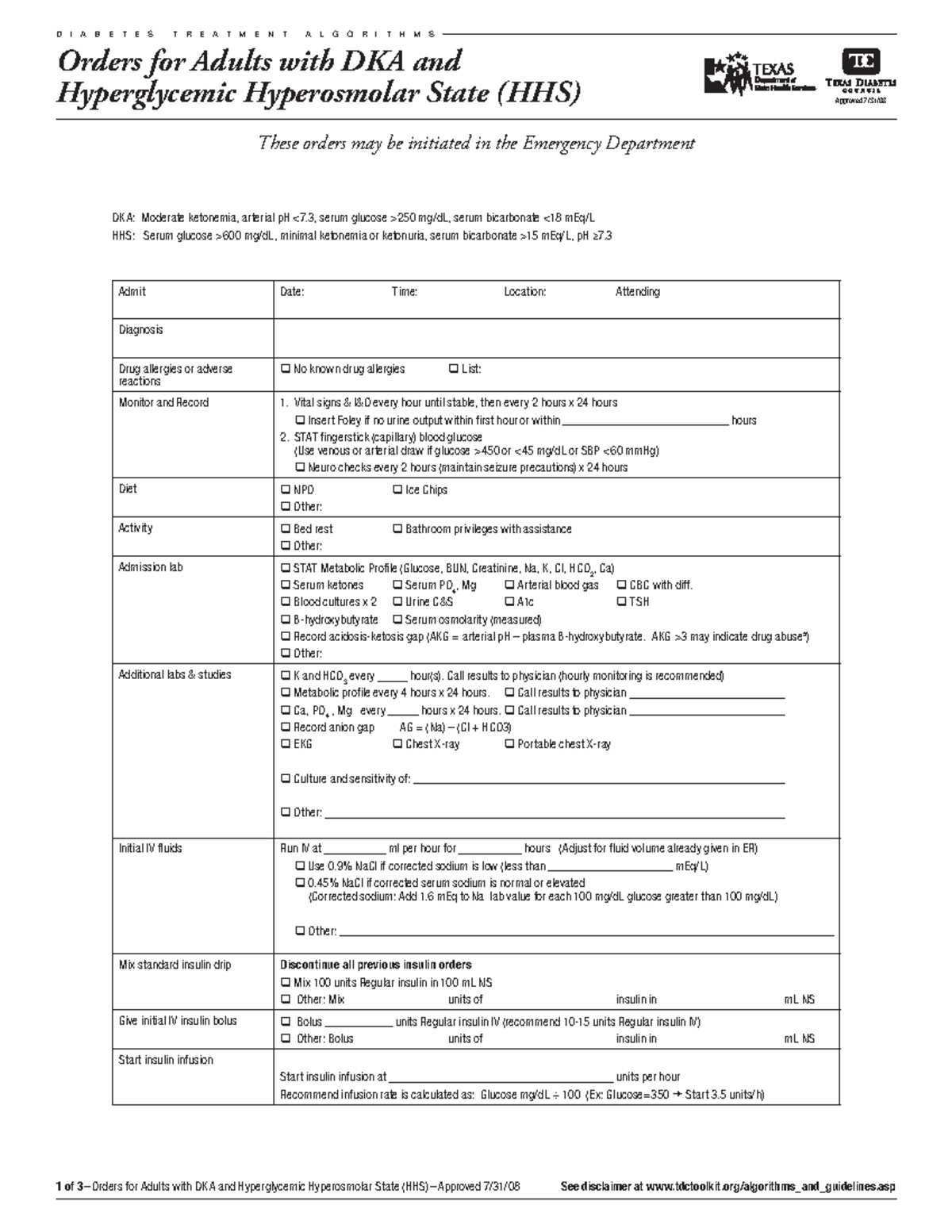 Ins Orders Adultswith DKA - Orders for Adults with DKA and ...