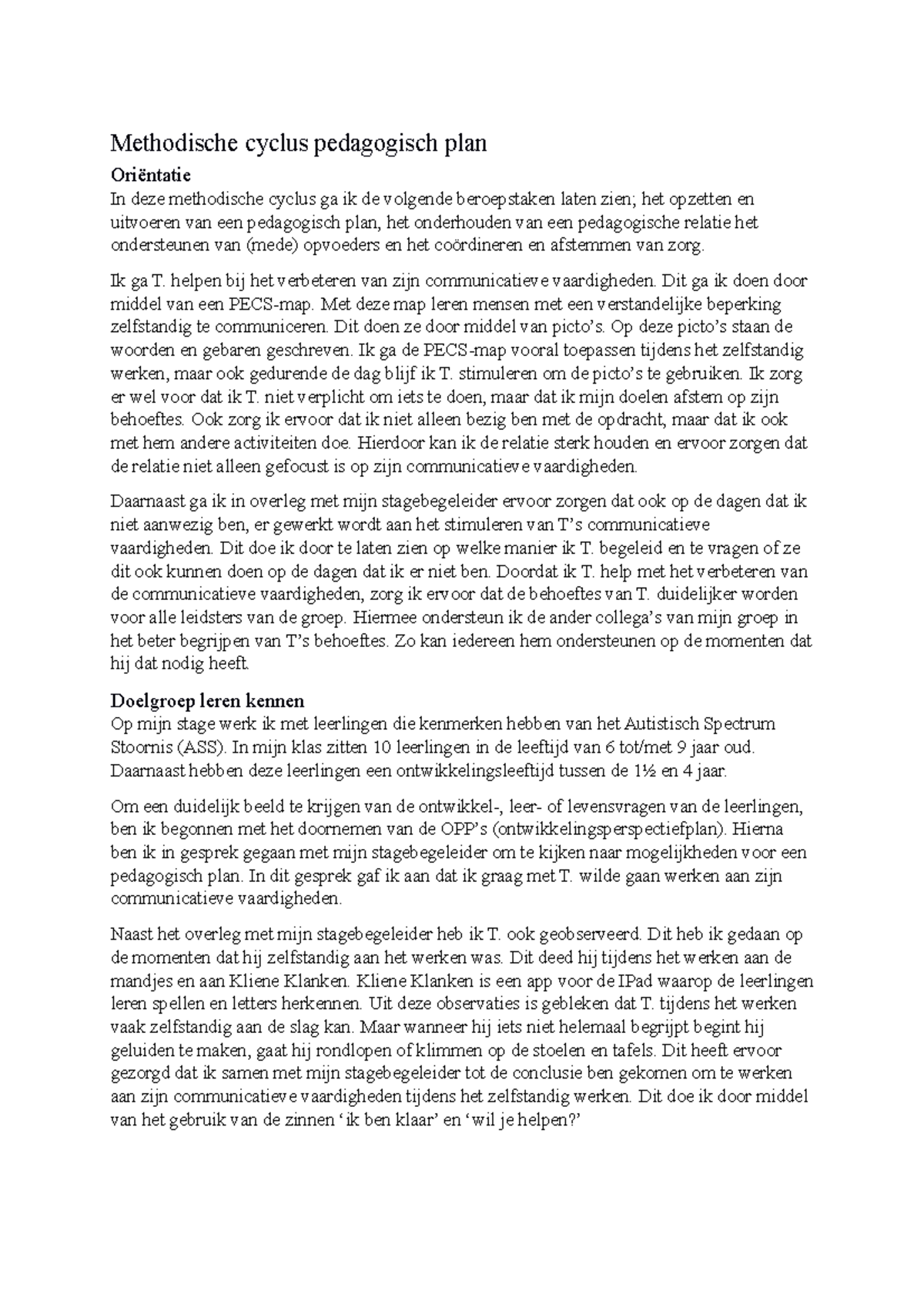 Methodische cyclus pedagogische relatie herschreven 11-04-2021 - Stage ...