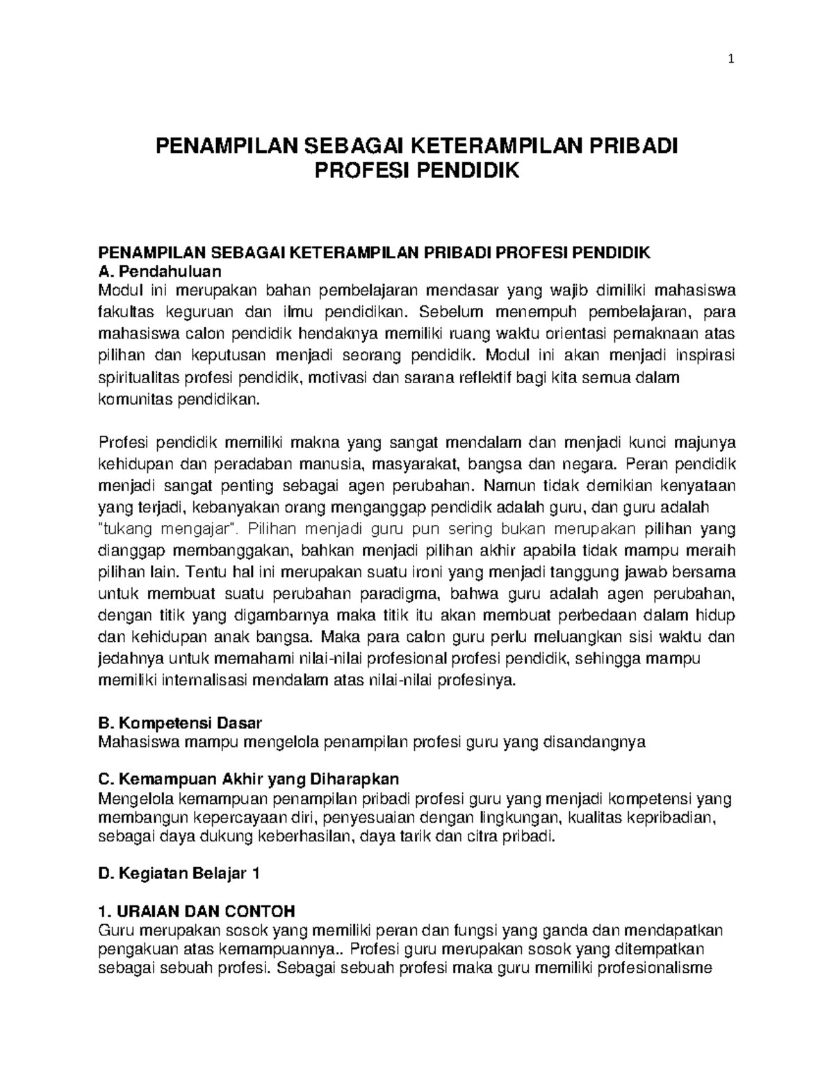 Pertemuan 5 profesi kependidikan - PENAMPILAN SEBAGAI KETERAMPILAN ...