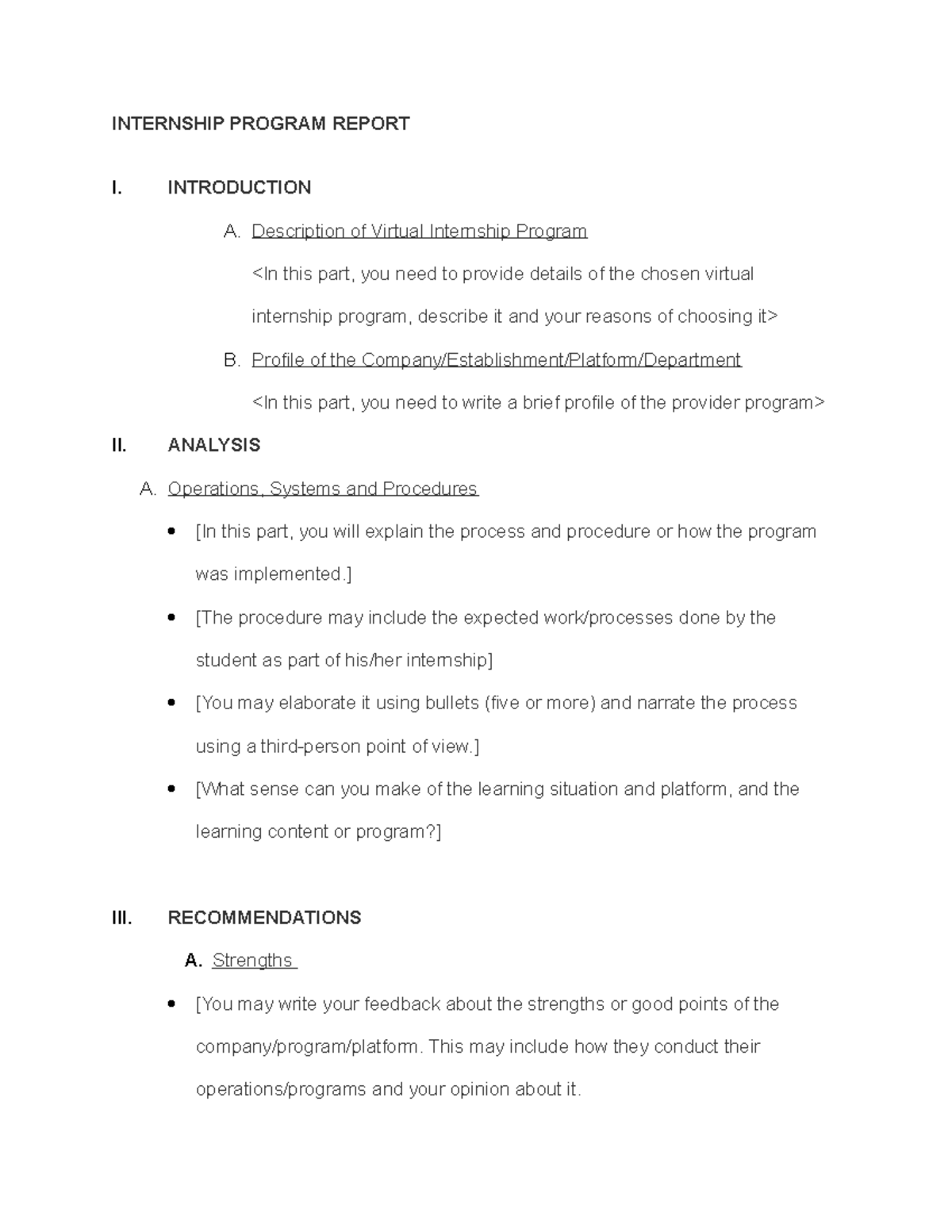 Internship Report - INTERNSHIP PROGRAM REPORT I. INTRODUCTION A ...
