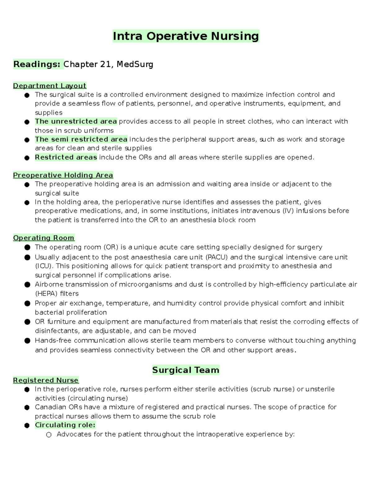 Intra Operative Nursing copy - Intra Operative Nursing Readings ...