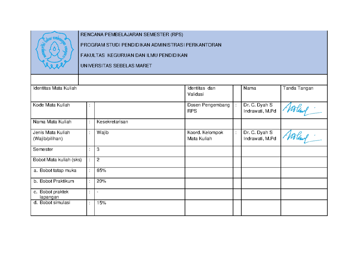 RPS - Rps - RENCANA PEMBELAJARAN SEMESTER (RPS) PROGRAM STUDI ...