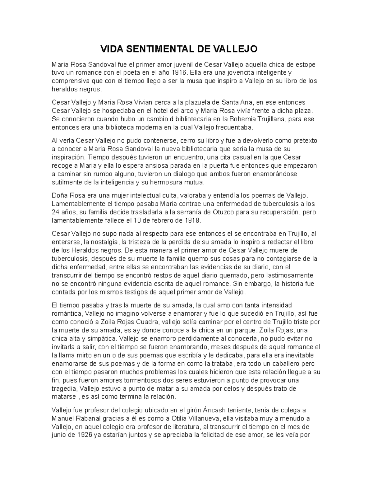 VIDA Sentimental DE Vallejo - VIDA SENTIMENTAL DE VALLEJO Maria Rosa ...