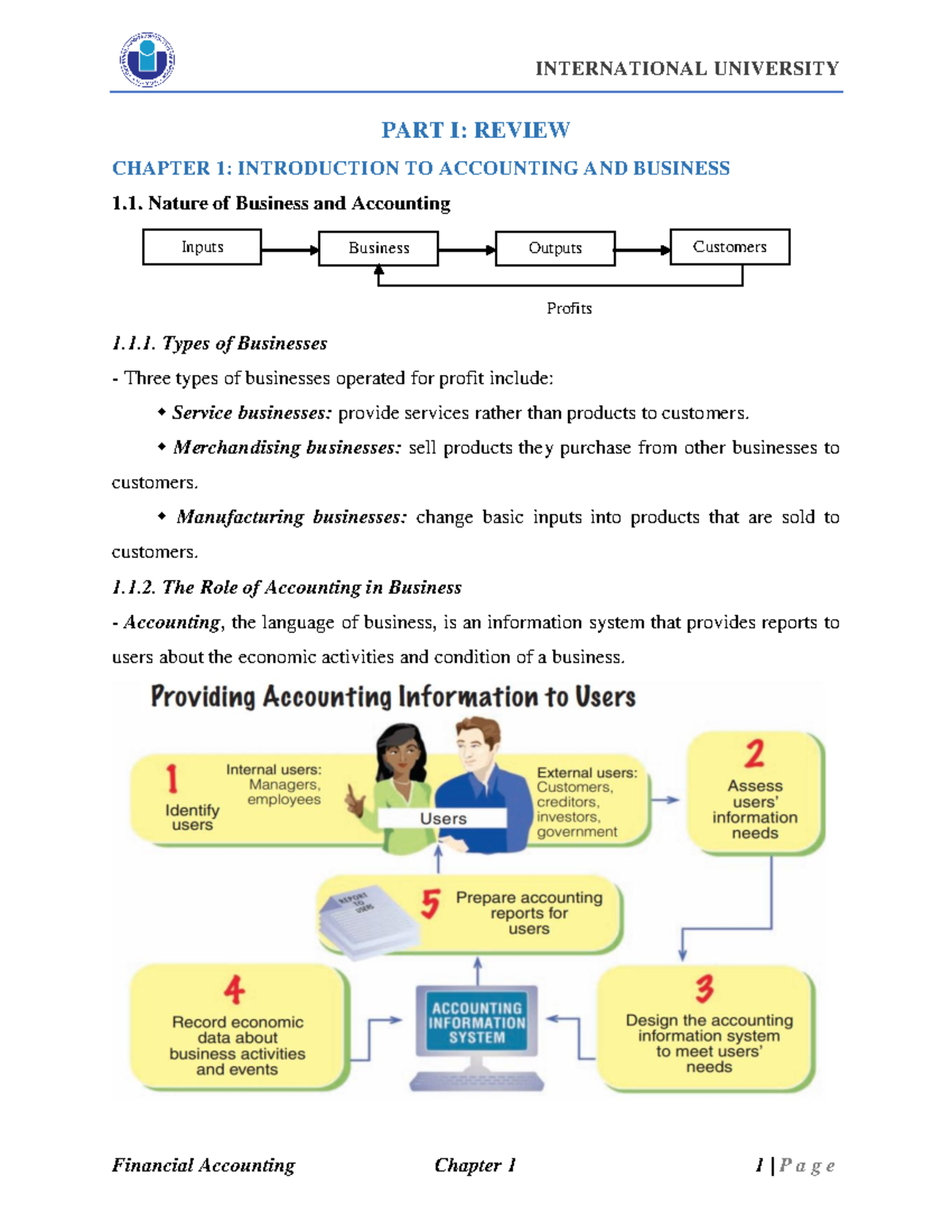 Review (Midterm) - Updated - PART I: REVIEW CHAPTER 1: INTRODUCTION TO ...