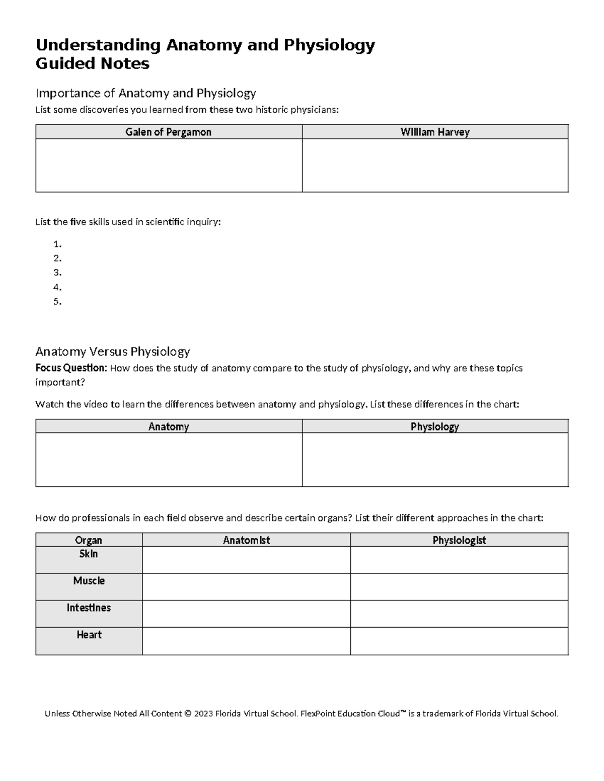 Guided notes understanding anatomy and physiology - Understanding ...