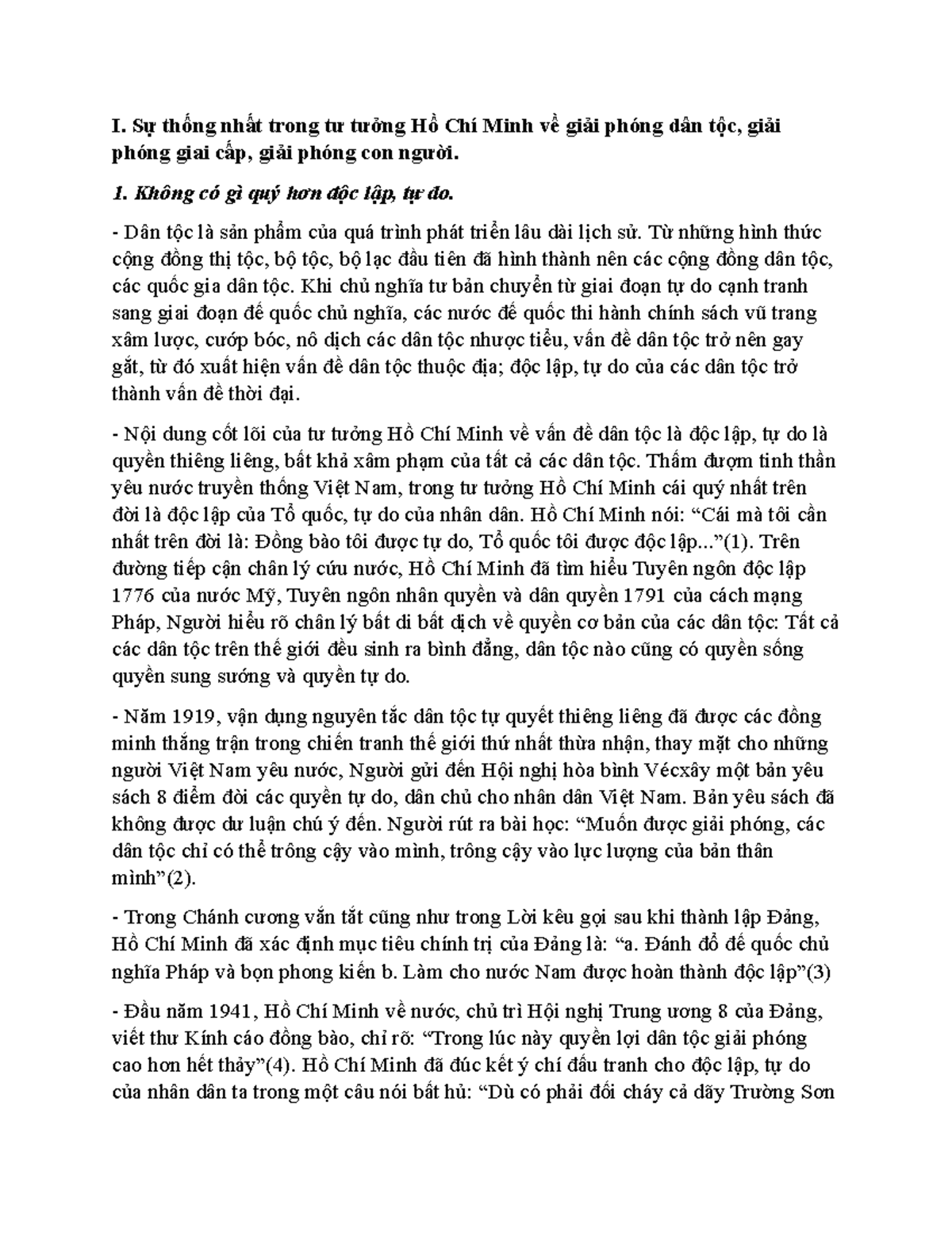 Tư-tưởng-HCM - hbjn - I. Sự thống nhất trong tư tưởng Hồ Chí Minh về ...