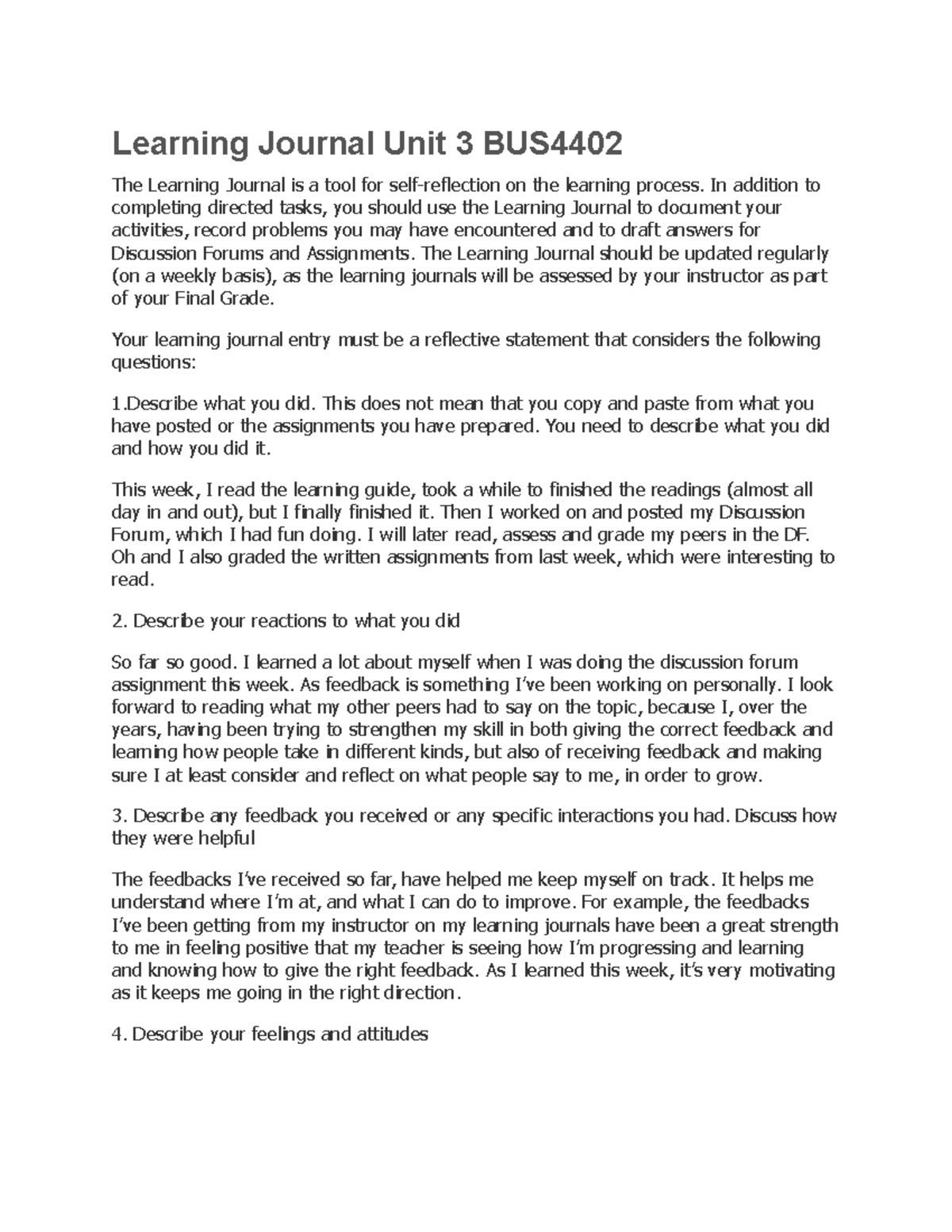 Learning Journal Unit 3 BUS4402 - Learning Journal Unit 3 BUS The ...