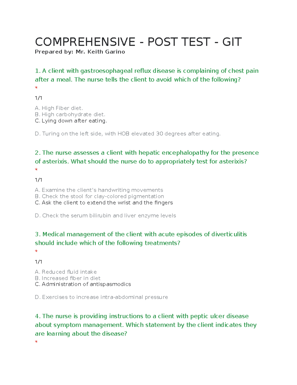 GIT Post test // - COMPREHENSIVE - POST TEST - GIT Prepared by: Mr ...