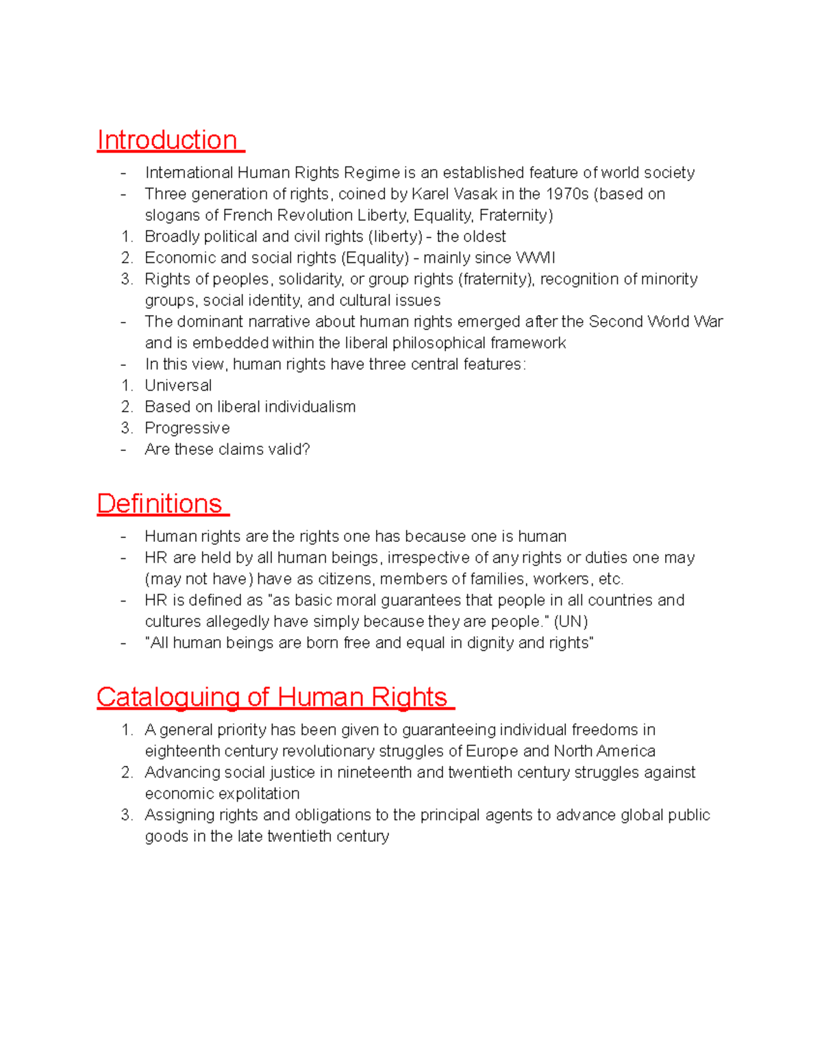 Week 9 - Human Rights - Week 9 Notes - Introduction International Human ...