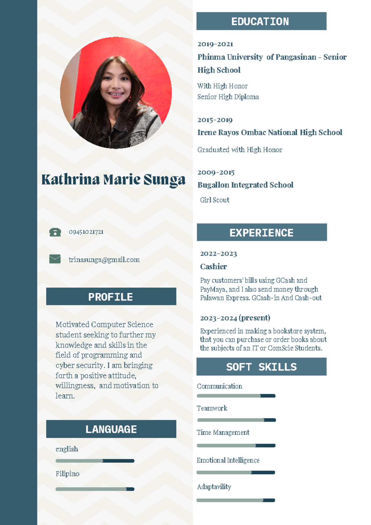 Grayish Blue And White Minimalist Professional Resume - 09451021721 ...