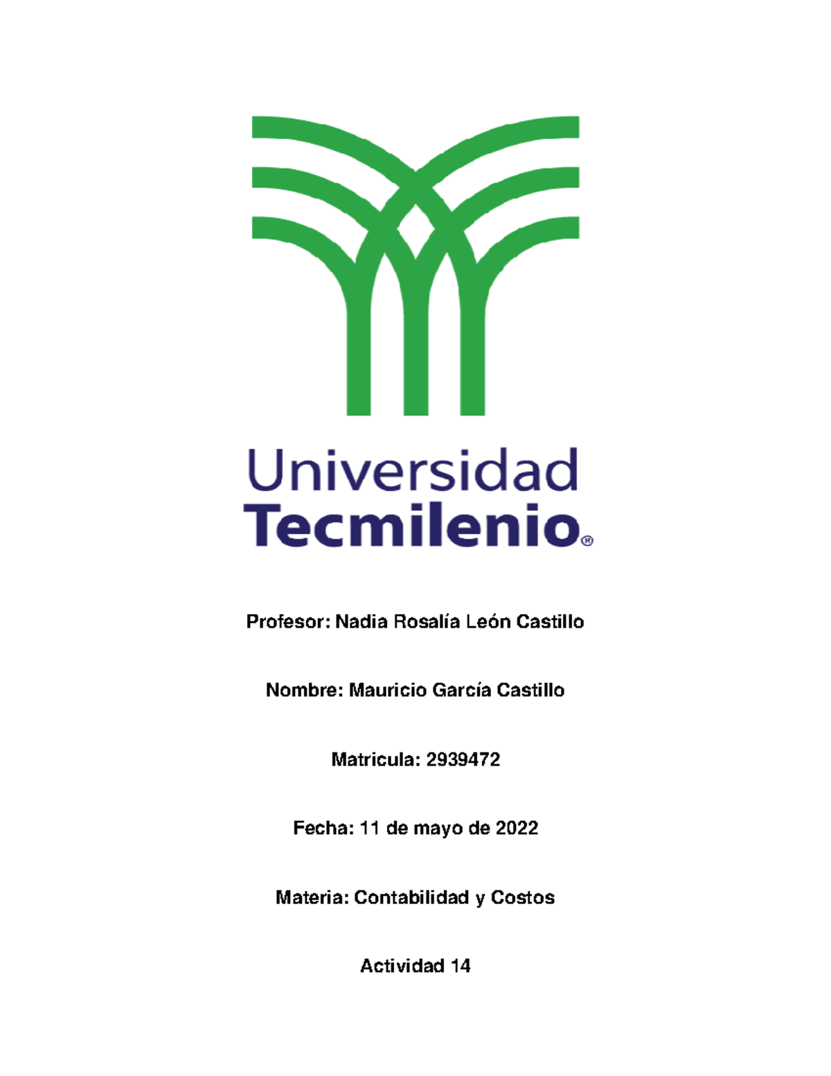 Actividad 14 - TecMilenio TecMilenio TecMilenio TecMilenio TecMilenio ...