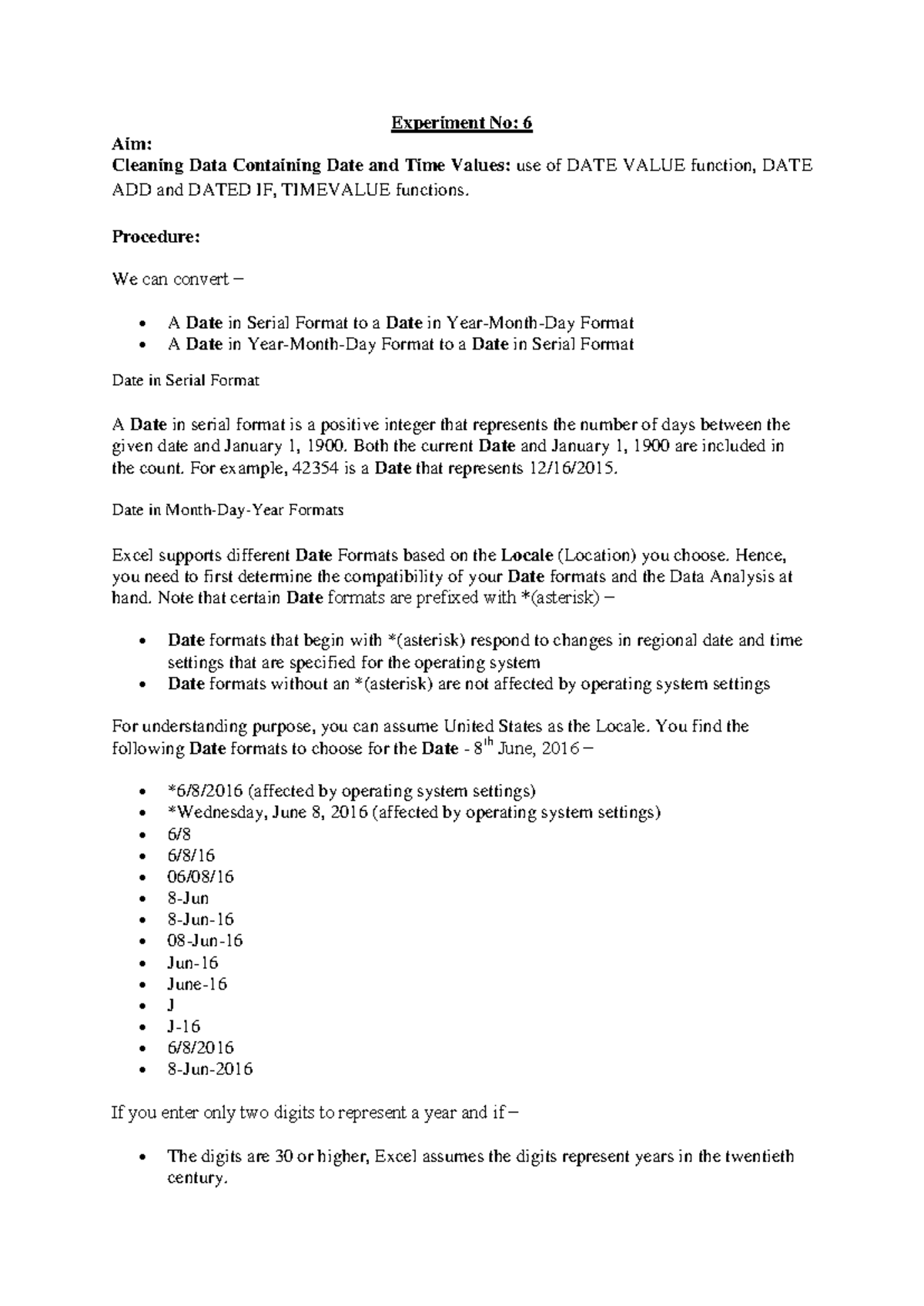 Exp 6 7 8 - m73yb 4t4 - Experiment No: 6 Aim: Cleaning Data Containing ...