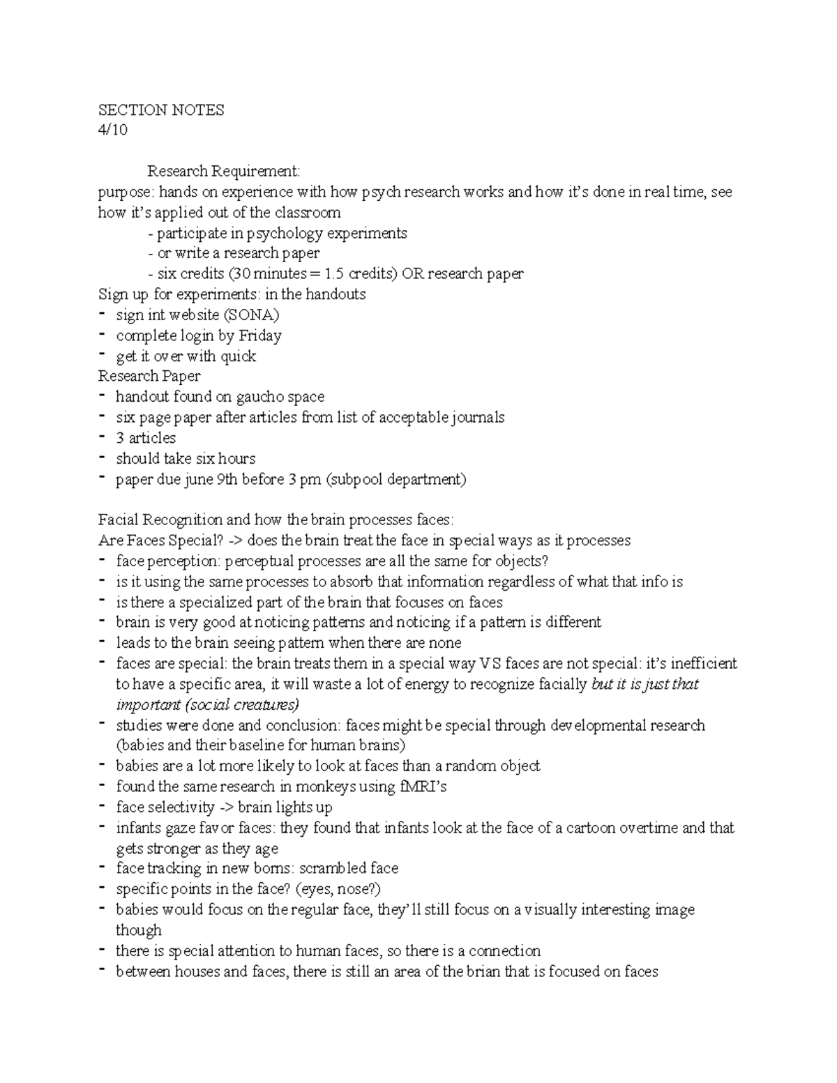 Section Notes Week 4 - SECTION NOTES 4/ Research Requirement: purpose ...