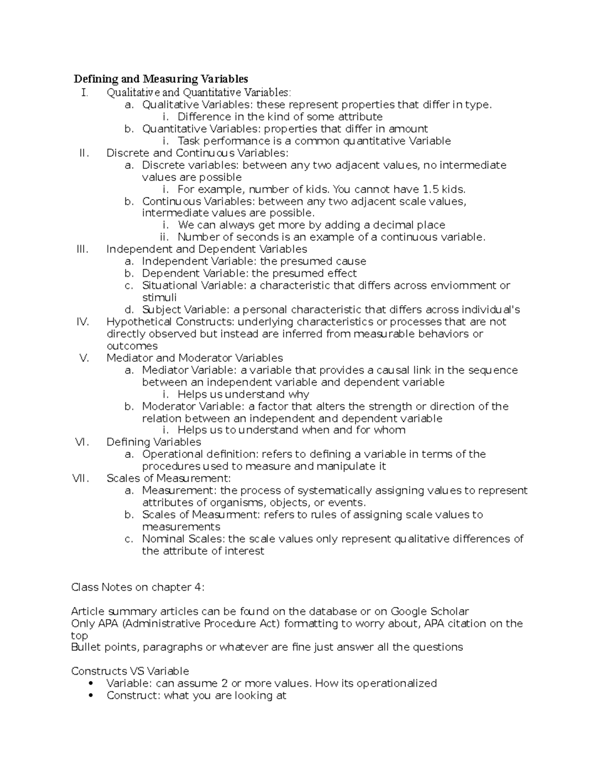 Defining and Measuring Variables in Research - Studocu