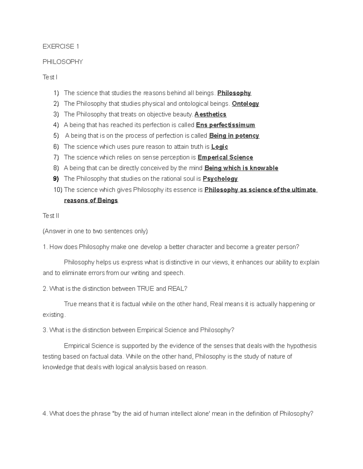 Philosophy Topic (Exercise 1 in Logic) omg fr fr hahaha - EXERCISE 1 ...