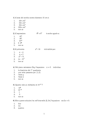 Limiti Notevoli- Formulario- Ripasso- Matematica I - Limiti Notevoli ...