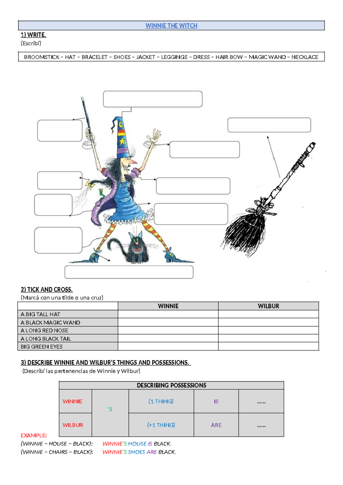 5A - PSP - Lesson 13 - Winnie the witch - WINNIE THE WITCH 1) WRITE ...