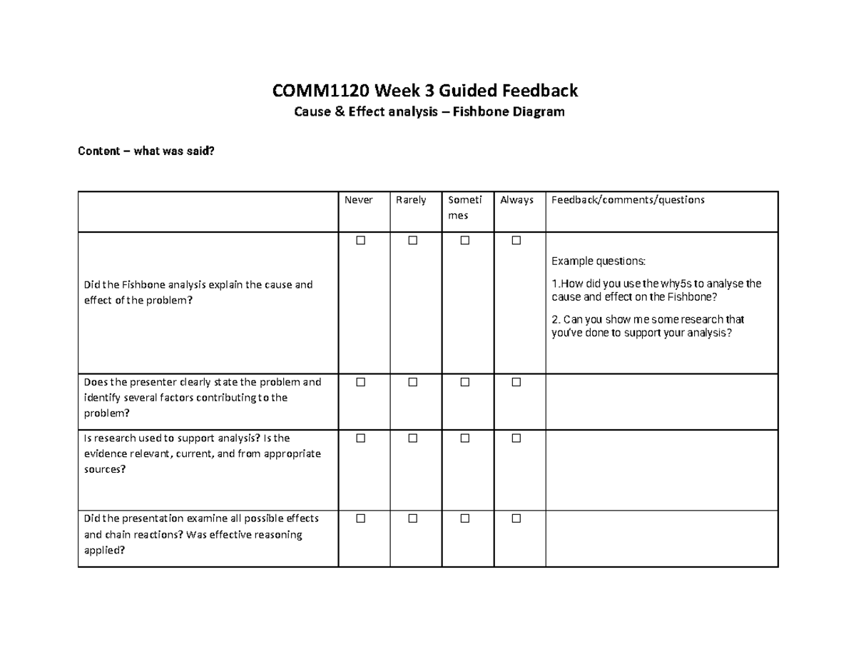 COMM1120 Week 3 Guided Feedback - COMM1120 Week 3 Guided Feedback Cause ...