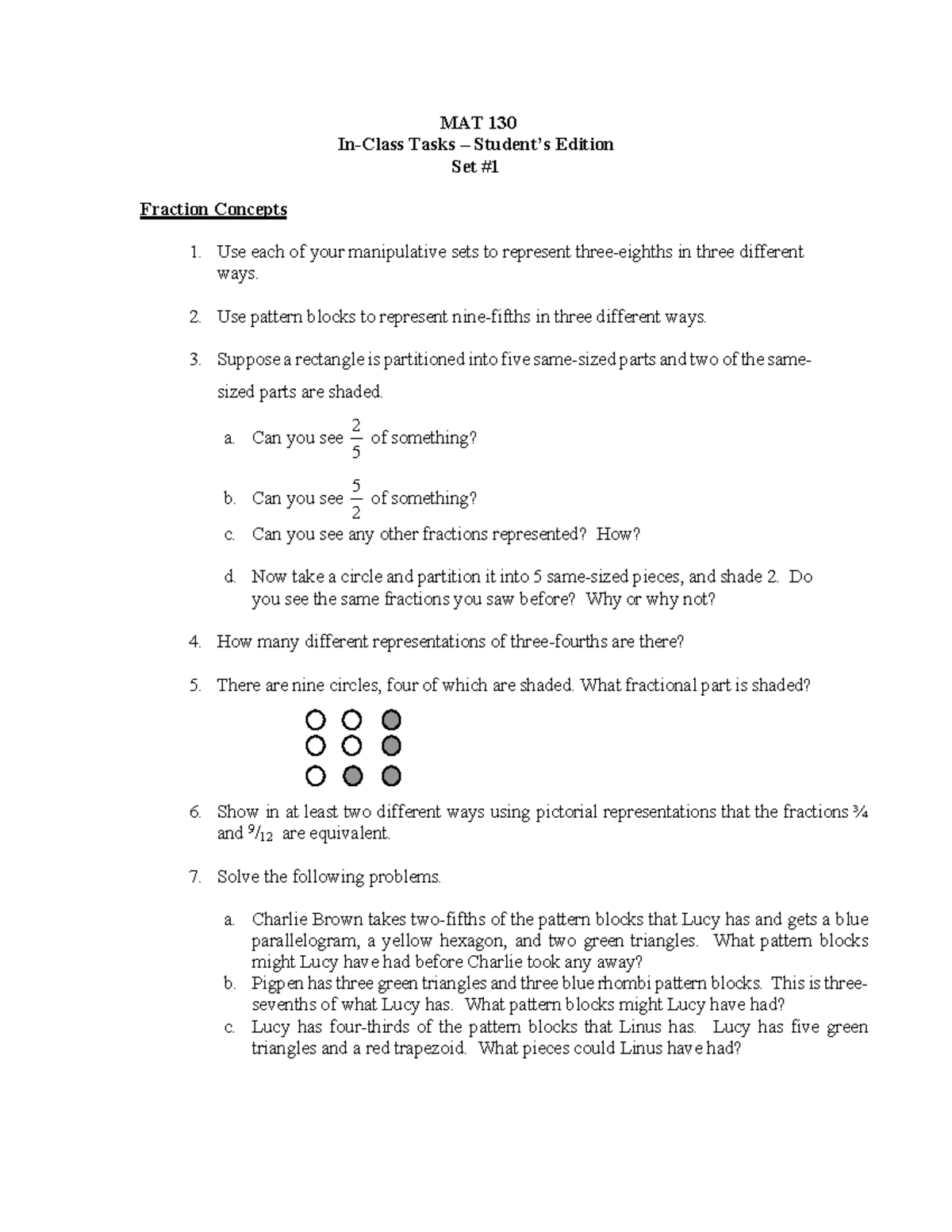 2024Spring Compiled Student Edition In Class Tasks - MAT 130 In-Class ...