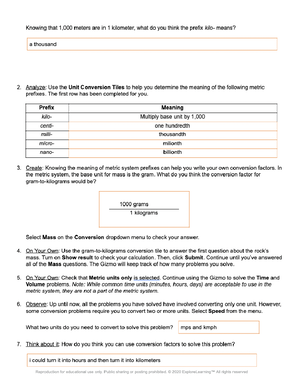 SPH3U1 Unit Conversions Gizmo - Studocu