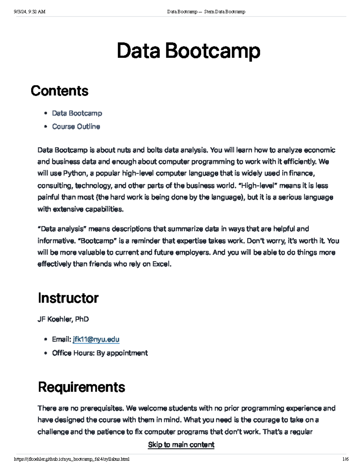 Data Bootcamp — Stern Data Bootcamp - Data Bootcamp Contents Data Bootcamp Course Outline Data ...