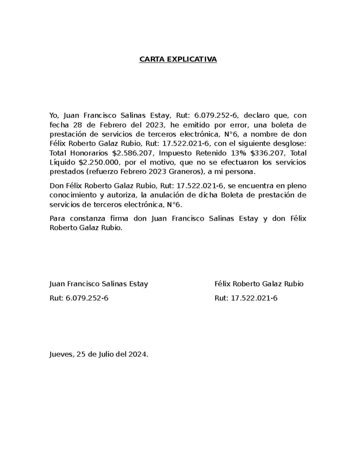 Carta Explicativa - Como realizar petición administrativa en sii ...