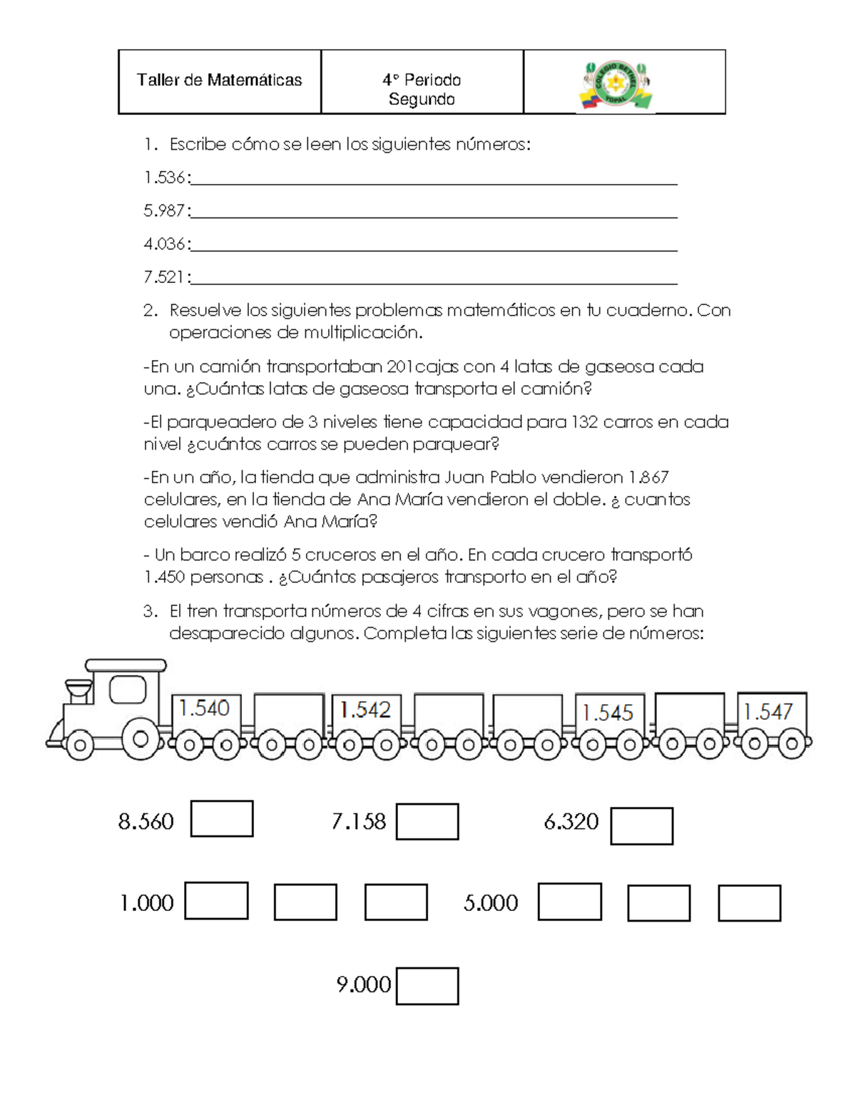 Taller de Matemáticas 4 periodo - Taller de Matemáticas 4 ° Periodo ...