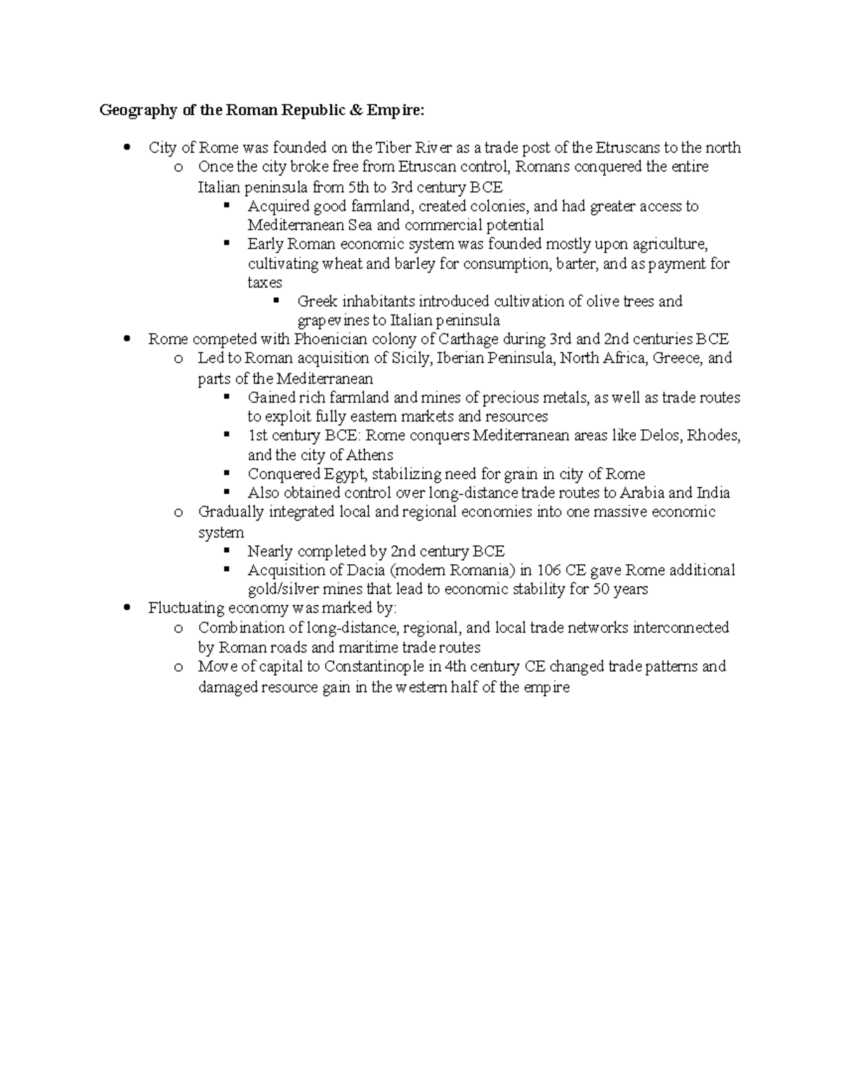 Geography of the Roman Republic Empire - Studocu