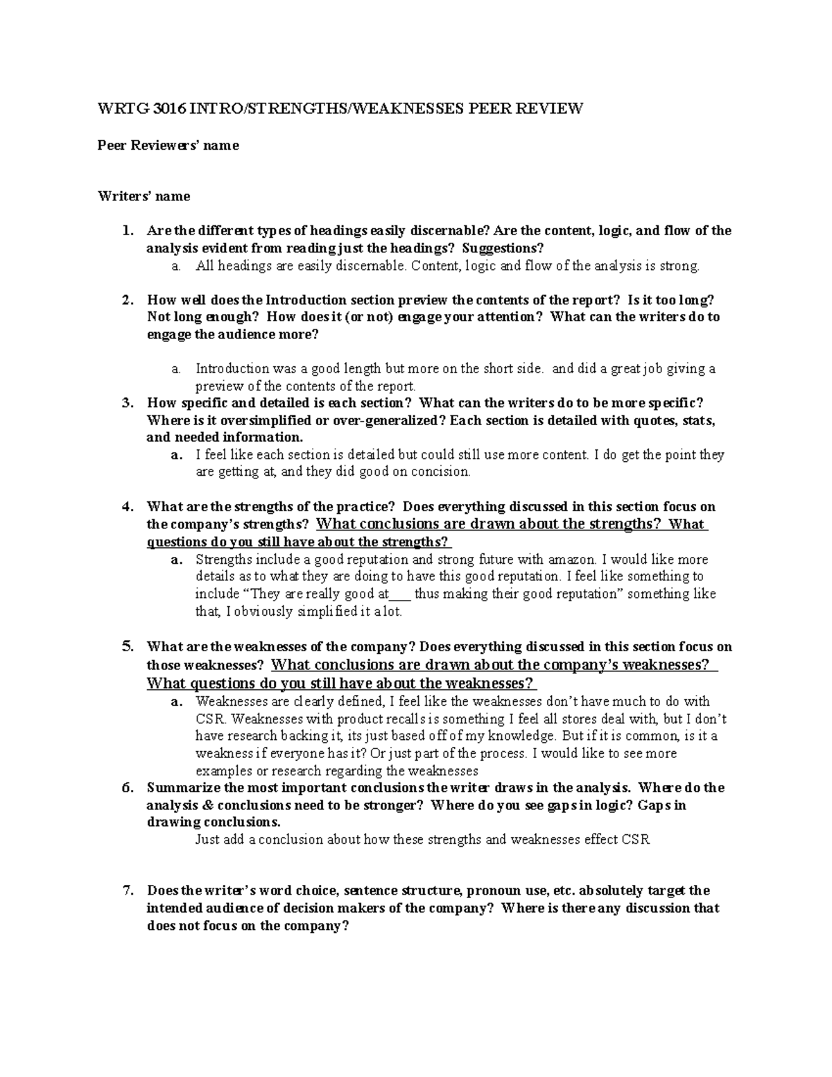 Peer Review Doc - Example Doc - WRTG 3016 INTRO/STRENGTHS/WEAKNESSES ...