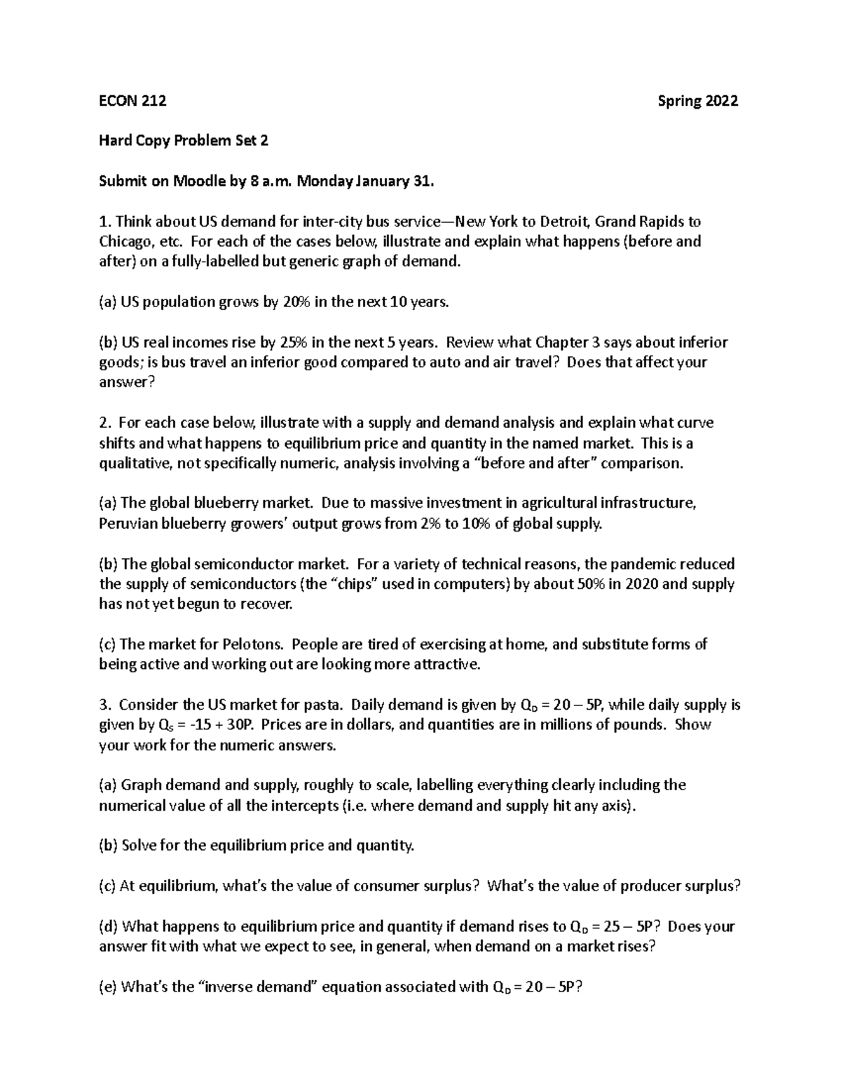 ECON 212 PS2 S22 - practice problems - ECON 212 Spring 2022 Hard Copy ...