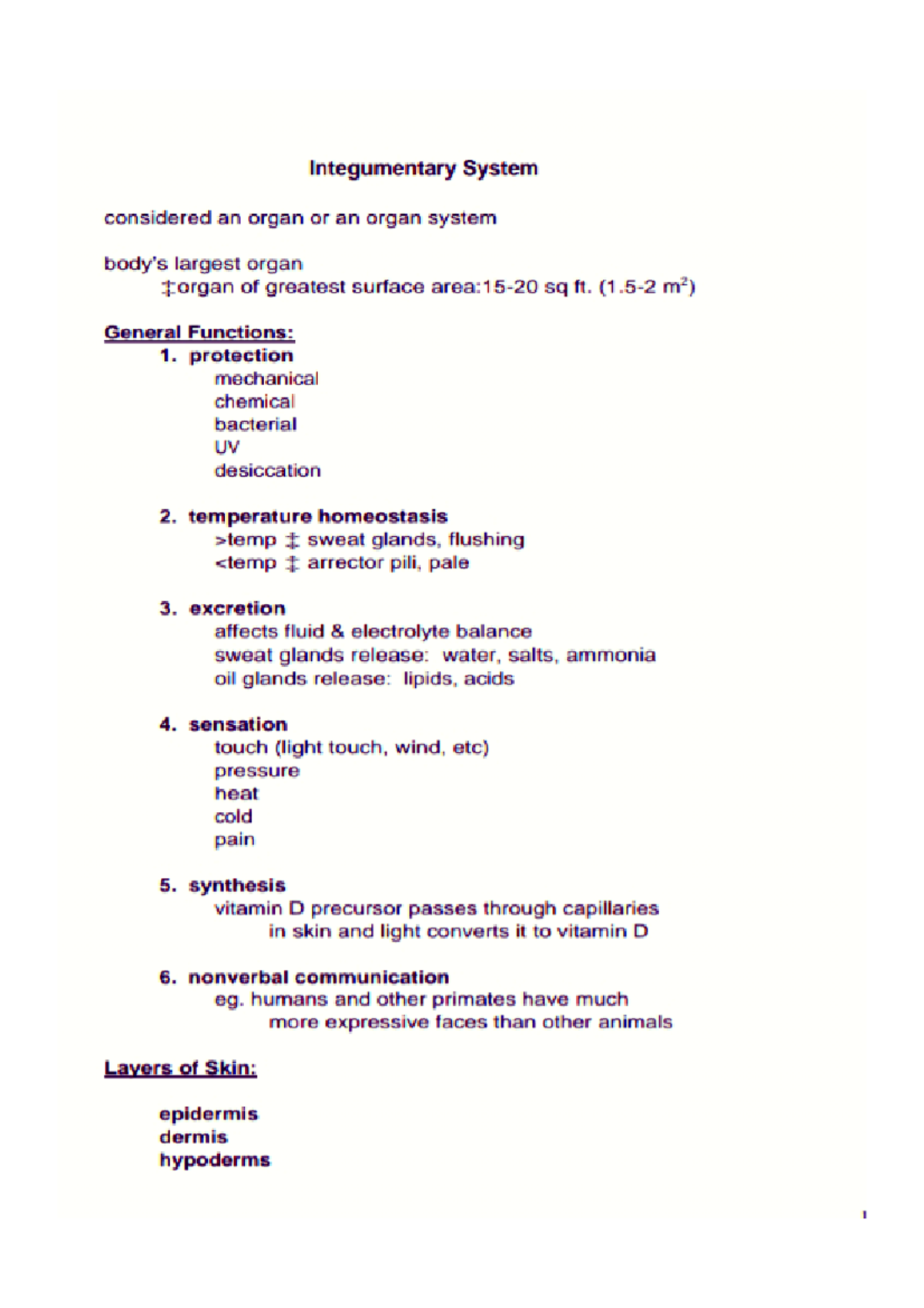 Integumentary System: - BSc NURSING - Studocu