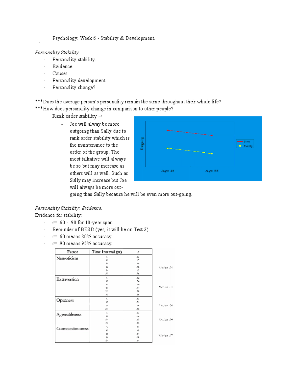 Psychology Week 6 - Stability and Development - Psychology: Week 6 ...