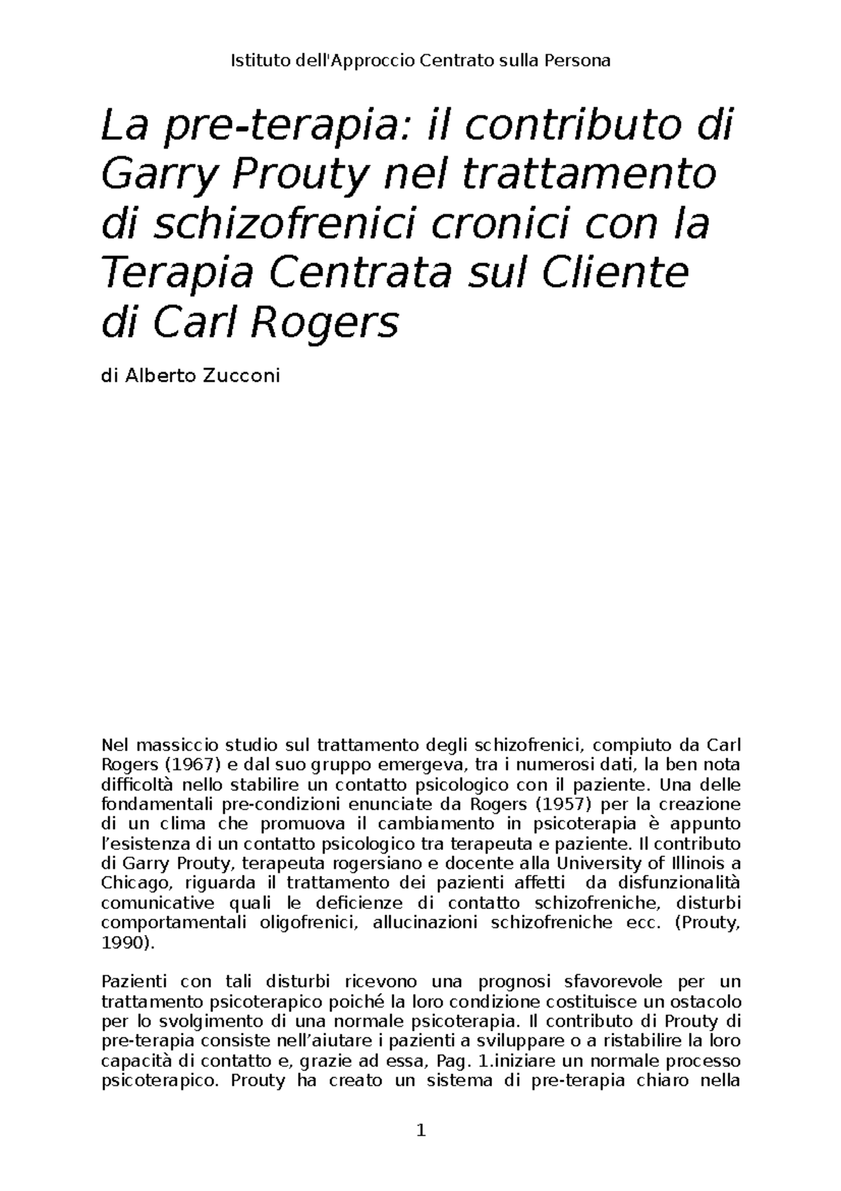 A Zucconi La Preterapia di Garry Prouty - La pre-terapia: il contributo ...