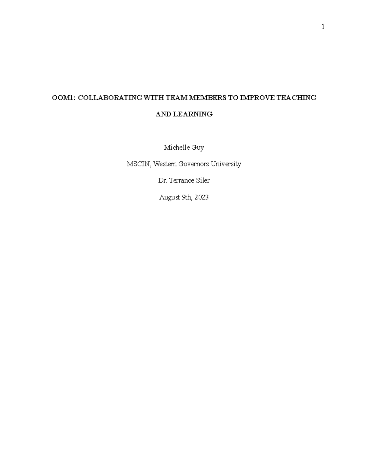 OOM1 Task 1 Passed - OOM1: COLLABORATING WITH TEAM MEMBERS TO IMPROVE ...