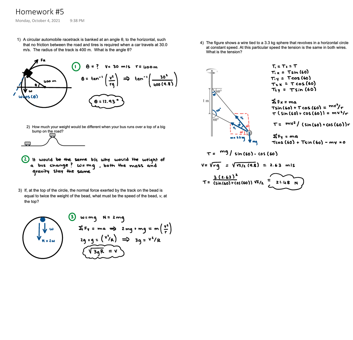 Homework 5 (PHYS 161) - PH 161 - Homework Monday, October 4, 2021 9:38 ...