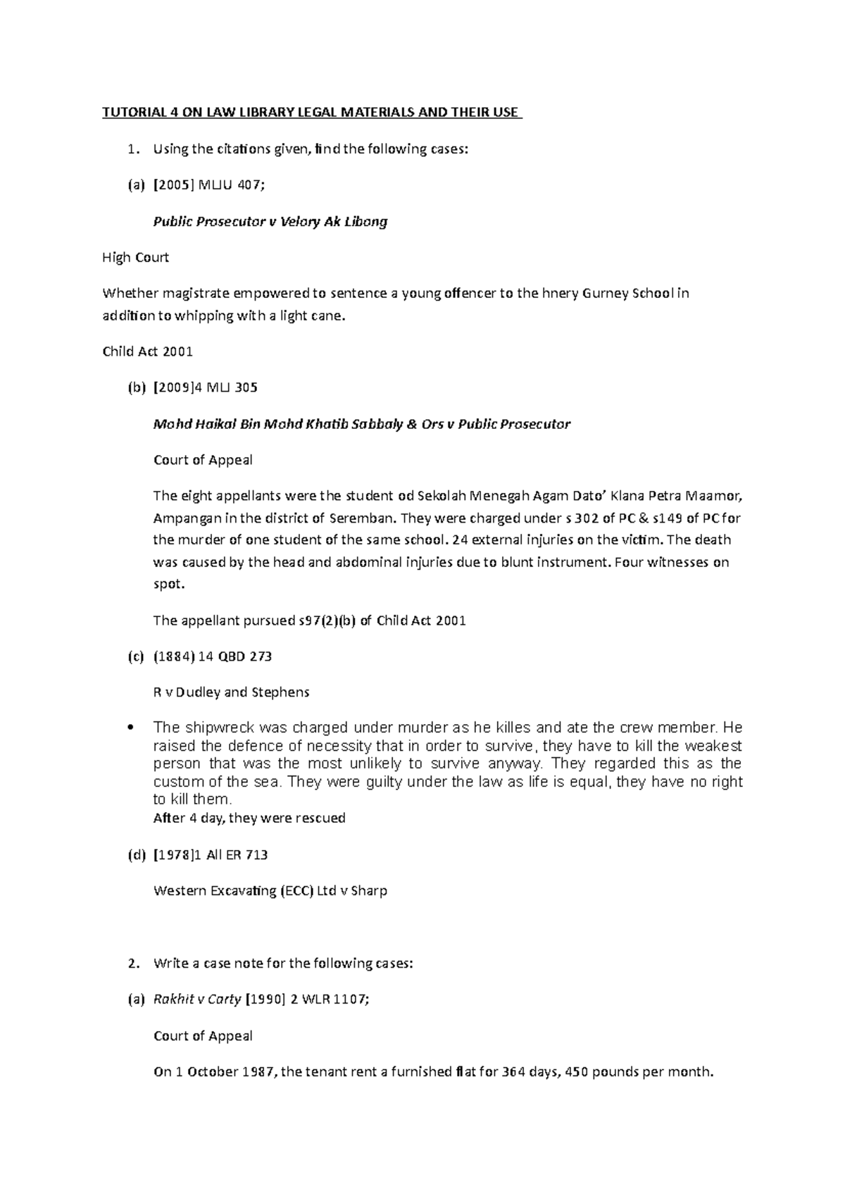 339405 T4-LAW Library - tutorial - TUTORIAL 4 ON LAW LIBRARY LEGAL ...