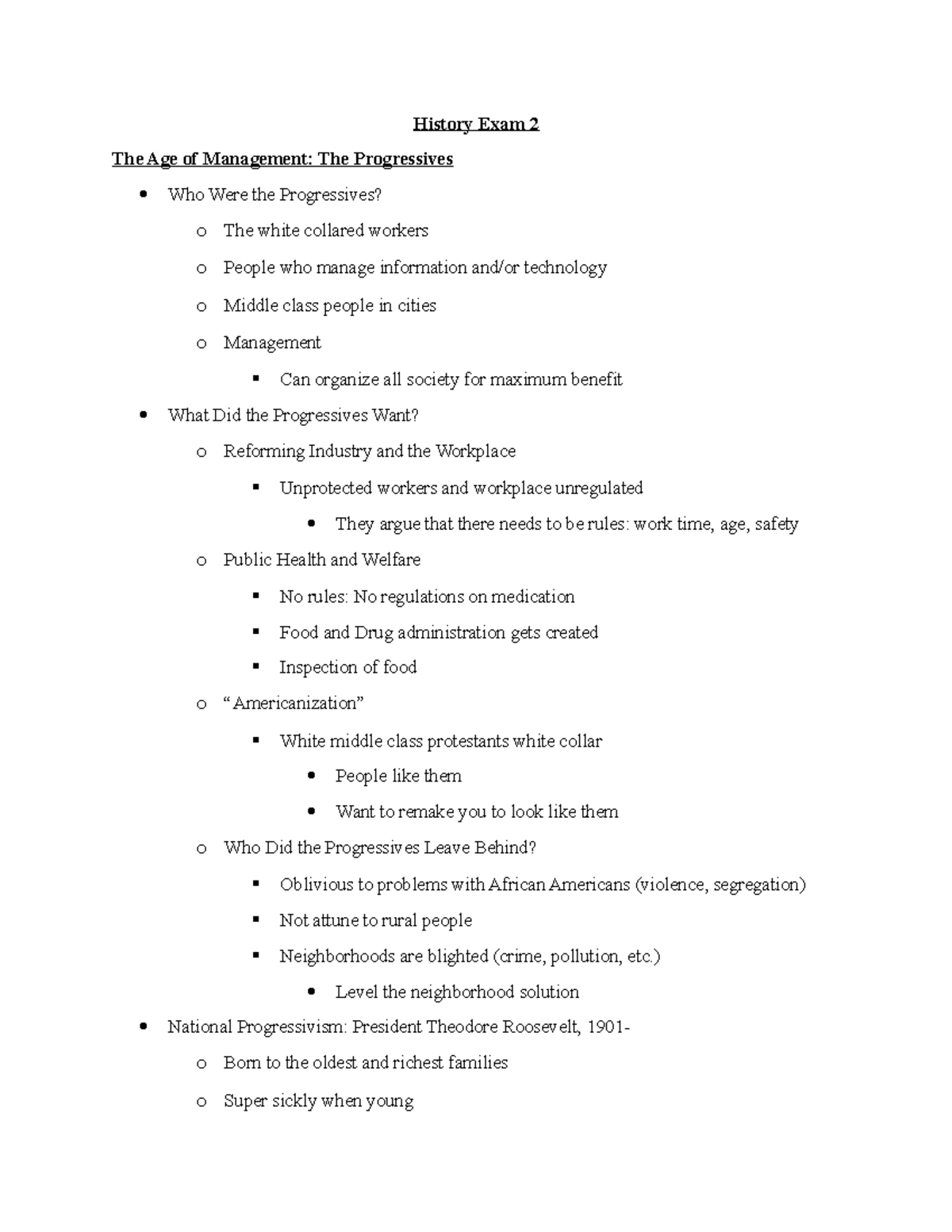 All Notes for History Final - History Exam 2 The Age of Management: The ...