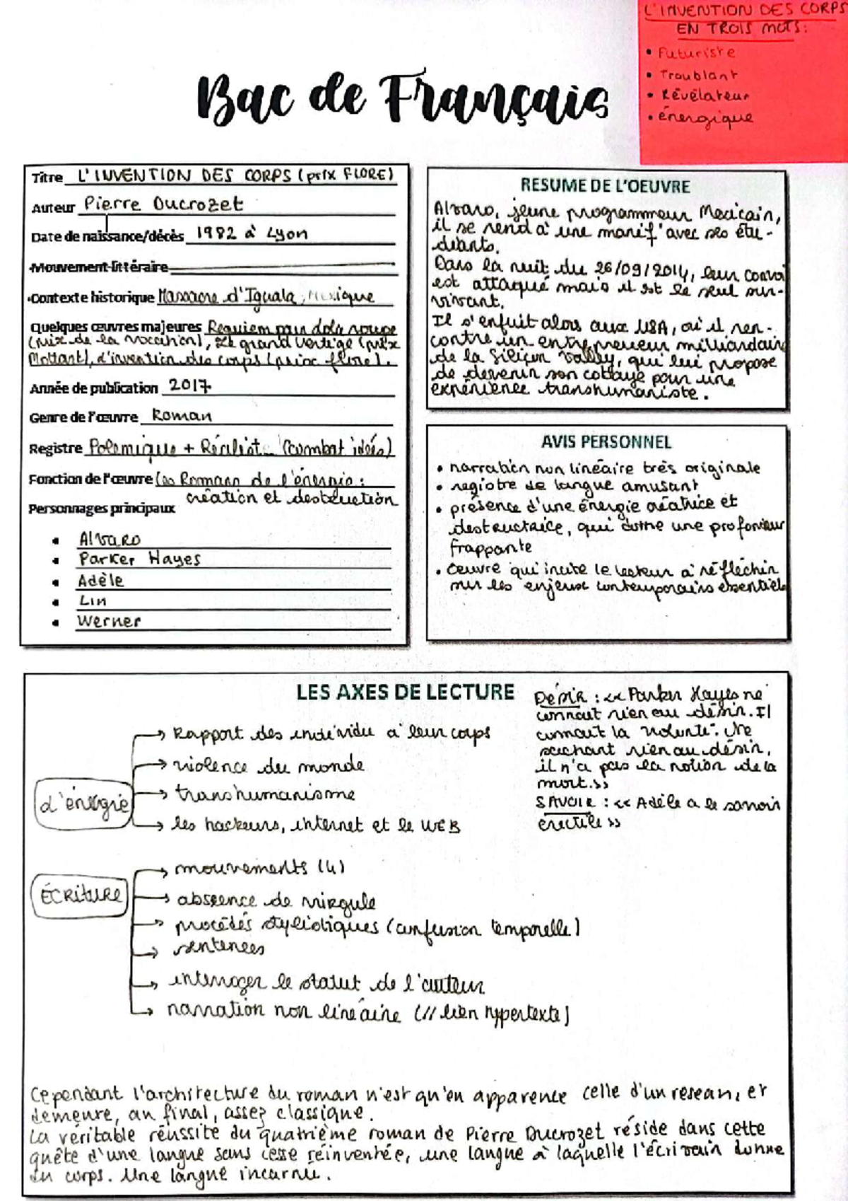 Texte BAC FR - ... - Français - Studocu