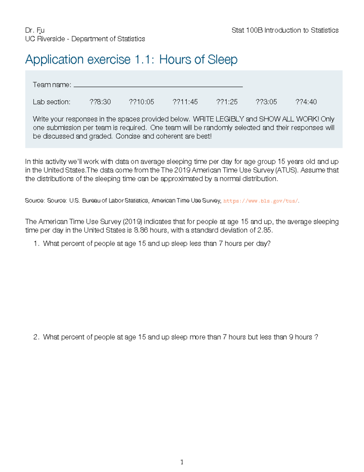 App Normal dist review - Dr. F̧u Stat 100B Introduction to Statistics ...