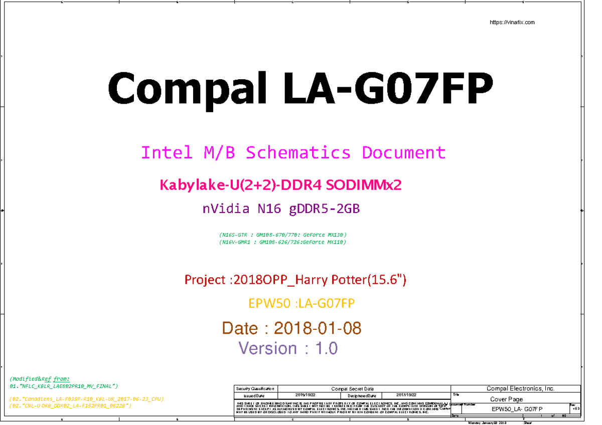 HP 250 G7 Compal LA-G07FP EPW50 Rev 1.0 (v0 - A A B B C D C D E 1 1 2 2 3 3 4 4 Intel M/B ...