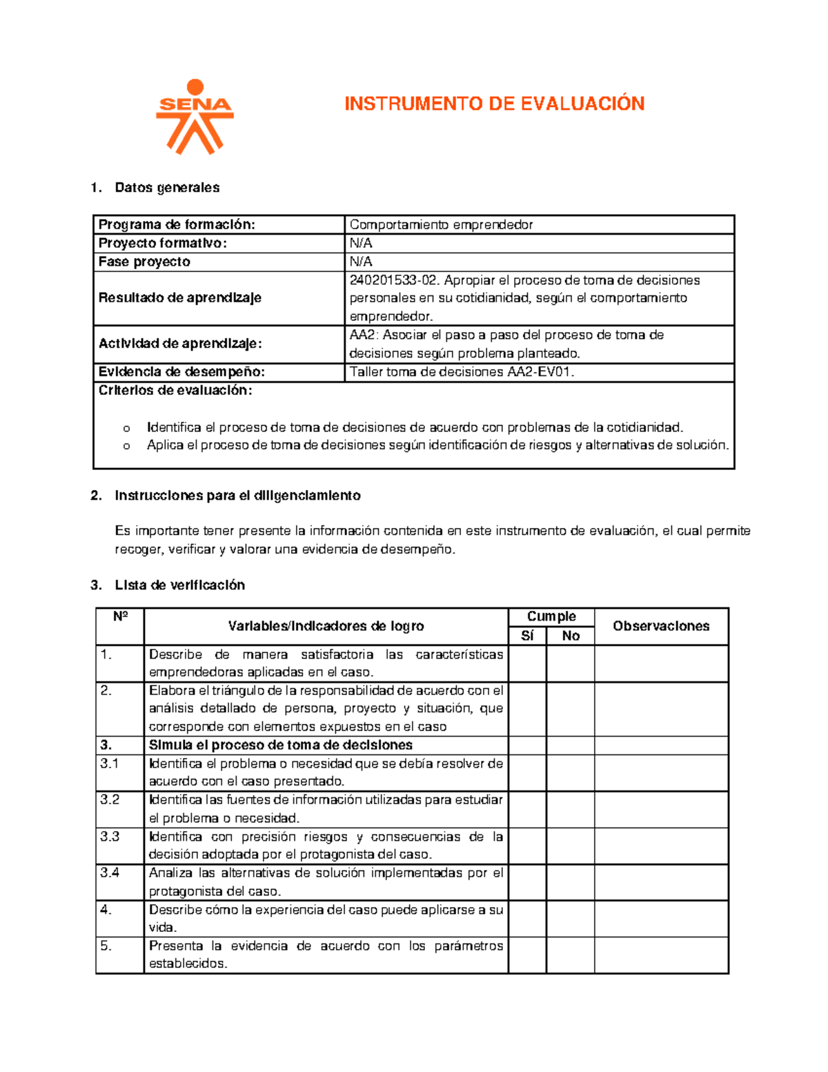 IE AA2 EV01 evaluación 1 a de todos los ej - INSTRUMENTO DE EVALUACIÓN ...