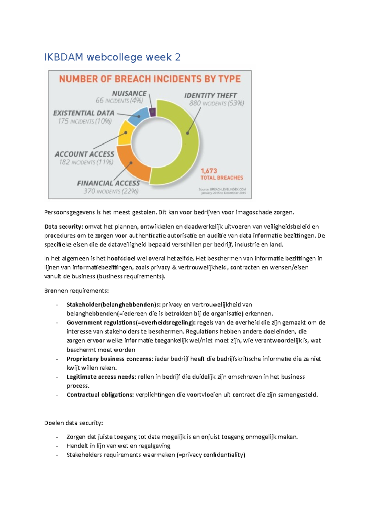 Webcollege week 2 - Samenvatting Datamanagement - IKBDAM webcollege ...
