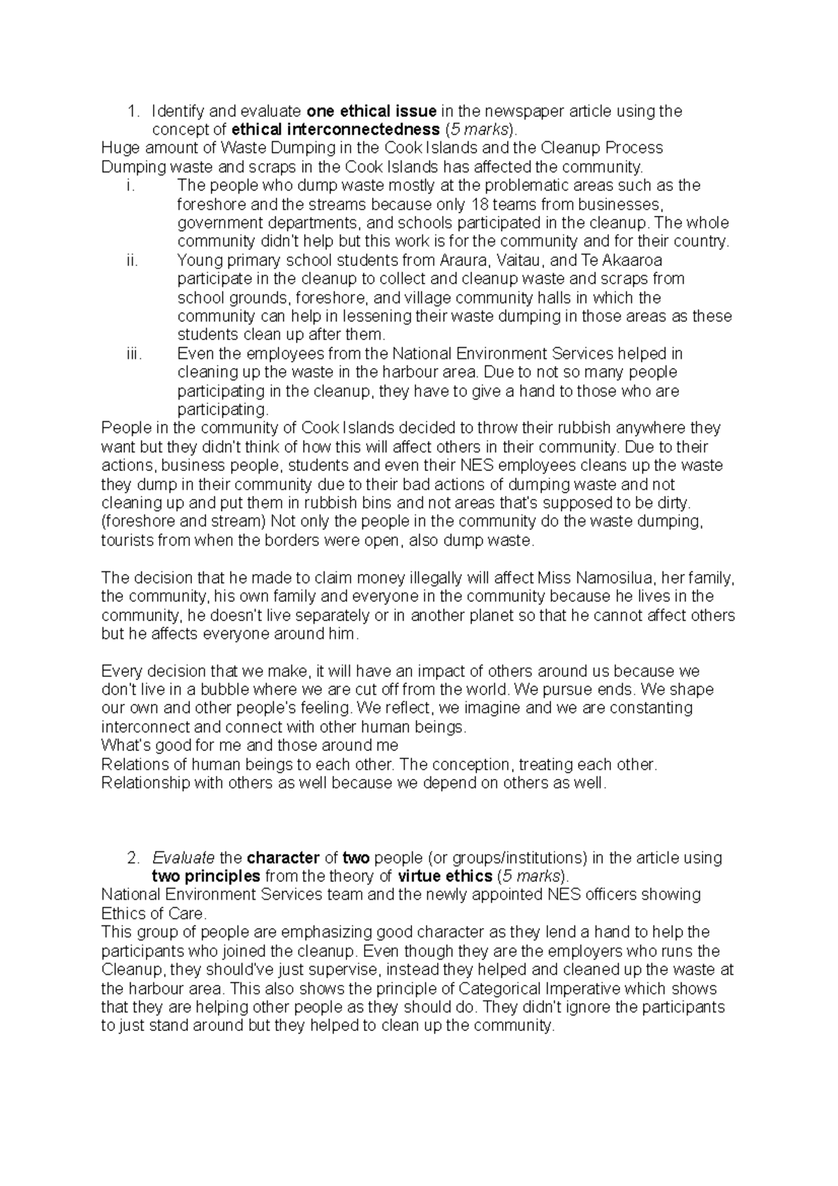 Answer TO MST Identify And Evaluate One Ethical Issue In The