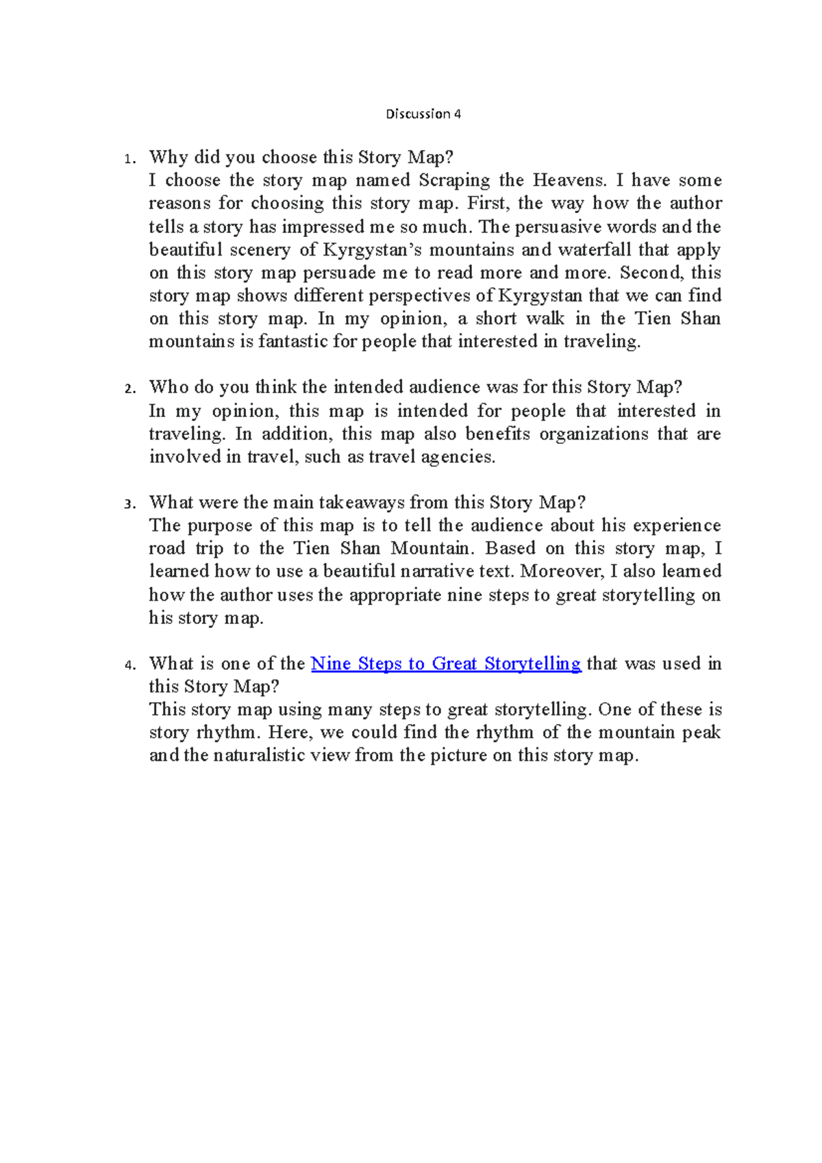 Discussion 4 - MAPPING THEME - Discussion 4 Why did you choose this Story Map? I choose the ...