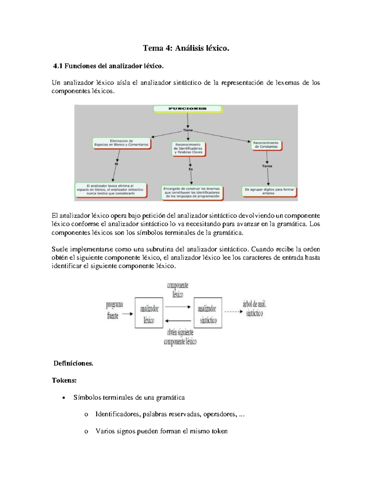 Analisis Léxico - Notas de la materia - Tema 4: Análisis léxico. 4 ...
